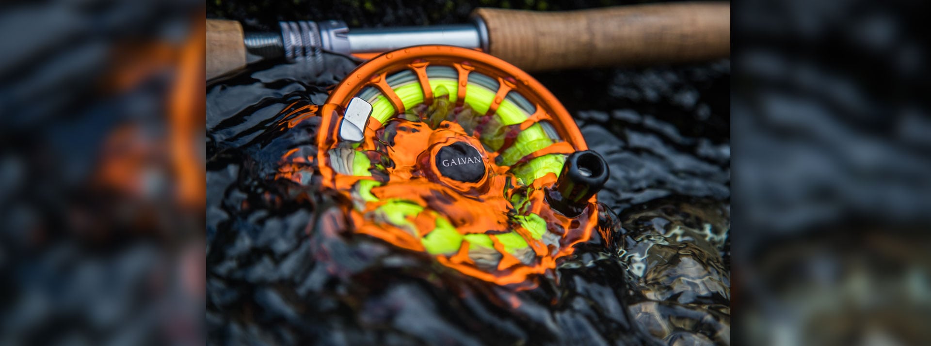 Close-up of a vibrant fly fishing reel with neon green line. - GALVAN ...